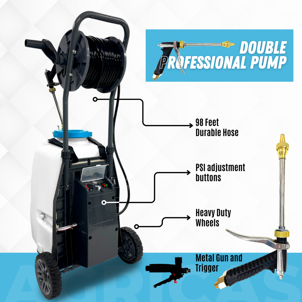 AGRICAS AG2004 Battery-Powered Cart Sprayer / Double Pump 10.5 Gal,40 ...