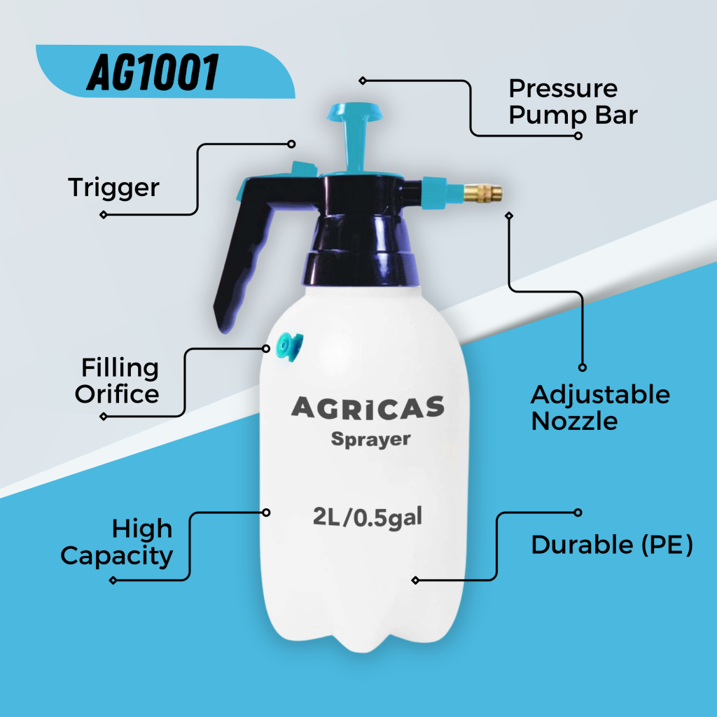 AGRICAS AG1001 One-Hand Sprayer 0.5 Gal,2 Liter – Agricas